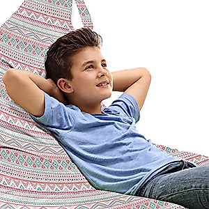 Lunarable Hipster Lounger Chair Bag, Hand-Drawn in Pastel Colors White Background Illustration, High Capacity Storage with Handle Container, Lounger Size, Multicolor