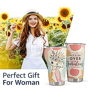 Macorner Birthday Gifts For Women - Stainless Steel Tumbler 20oz - Not A Day Over Fabulous - Mothers Day Gifts For Mom Best Friends Female Women Her Wife Girlfriend - Gifts for Women Coworkers