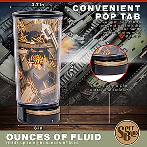 Guns and Ammo by Spit Bud - The Ultimate Spittoon for Chew - Portable Dip & Snuff Cup with Lid, Pop Tab, Spill-Proof Funnel, Can Cutter & Holder - Fit in Cup Holders - Holds 8oz - Made in USA