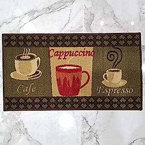 Kitchen Rugs and Mats - Non Skid, Rubber Back - Coffee Themed - Doormat