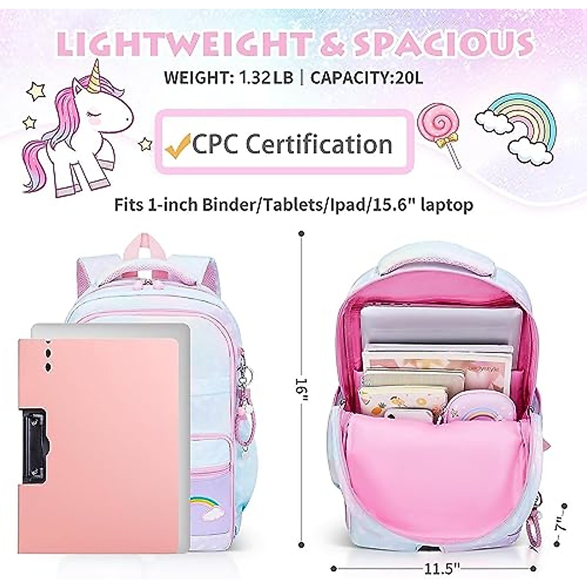 Backpacks for Girls School Cute Kids Backpack Bookbags with Insulated Lunch Box Set for School Elementary girl, Tie Dye School Bag with Laptop Compartments 16 * 11.5 * 7.5, Galaxy Blue