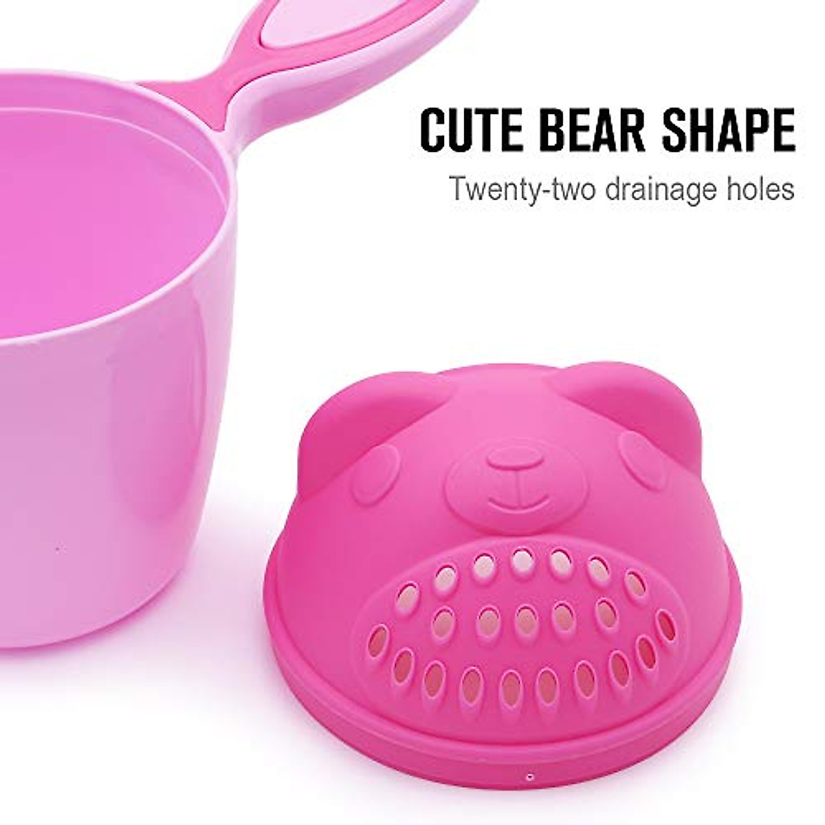 Baby Dippers Bath Rinse Cup Shampoo Rinser Shower Sprinkler Spoon Bathroom Accessories for Baby Tub (Pink)