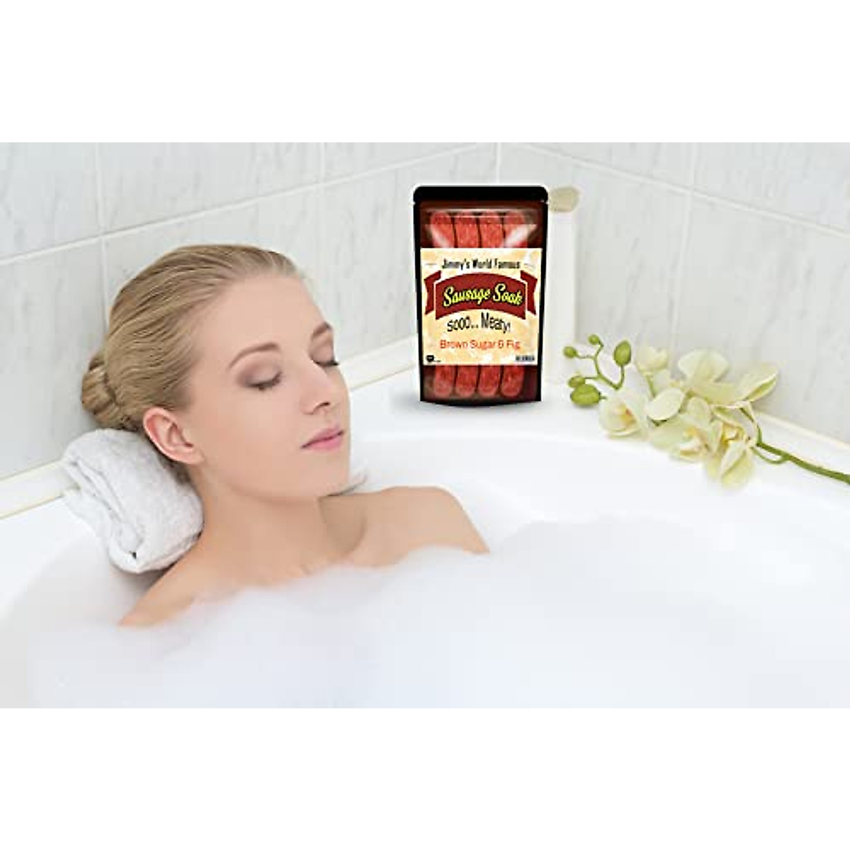 Jimmy’s Sausage Soak Bath Salts - Premium Bath Soak for Men - Brown Sugar and Fig Fragrance Shower Gift for Meat Lovers, Funny Stocking Stuffers and Gift Baskets for Dad Boyfriend Husband