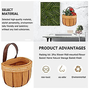 Amosfun Flower Girl Baskets 2pcs Wall Hanging Storage Baskets Japanese- Style Woodchip Flower Basket Planter Pot Sundries Organizer Container for Home Living Room Outdoor Picnic Kids Storage Basket