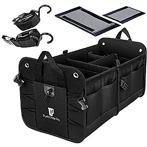 TrunkCratePro car storage organizer, trunk organizer for car, suv, jeep, jeep, truck, rv, auto - Premium Multi Compartments Collapsible car organizer, gifts & car accessories for women, men (Regular, Black) 23.6" (L) x14.6" (W) x12.5" (H)