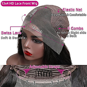 GURVEY 13x4 Body Wave Lace Front Wigs Human Hair for Women 180% Density HD Lace Front Wigs Human Hair Pre Plucked with Baby Hair Natural Hairline Brazilian Virgin Glueless Human Hair Wigs (24 Inch)