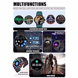 Military Smart Watch for Men Outdoor Rugged Tactical Smartwatch Bluetooth Answer Make Calls 1.32'' HD Fitness Tracker Watch Heart Rate Monitor Sleep Tracker Pedometer for iPhone Android Phones