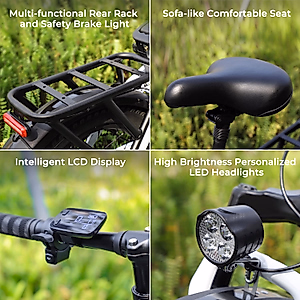 SOHAMO S3 Electric Bike, 750W Brushless Moter, Foldable Electric Bicycles for Adults, 48V 15Ah Removable Battery, Fat Tire 20" Ebike, 28Mph Max Up to 40 Miles, for Women