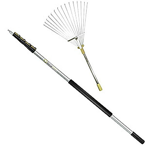 DOCAZOO - DocaPole Roof and Yard Rake Extension Pole - Adjustable, Telescopic, Clean Leaves, Sticks and Debris - 6 to 24 Foot
