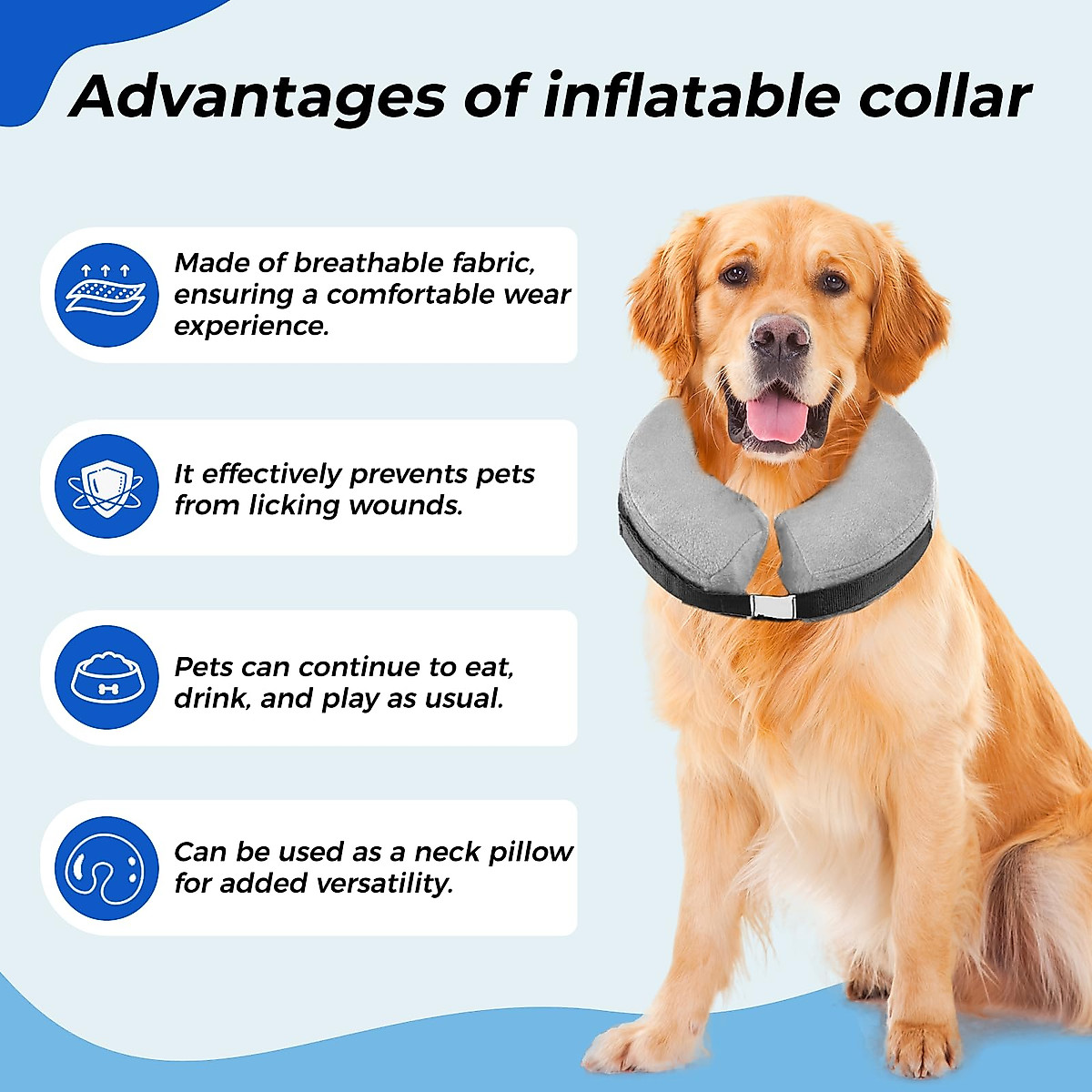 Dog Inflatable Cone Collar for Large Dogs,Grey