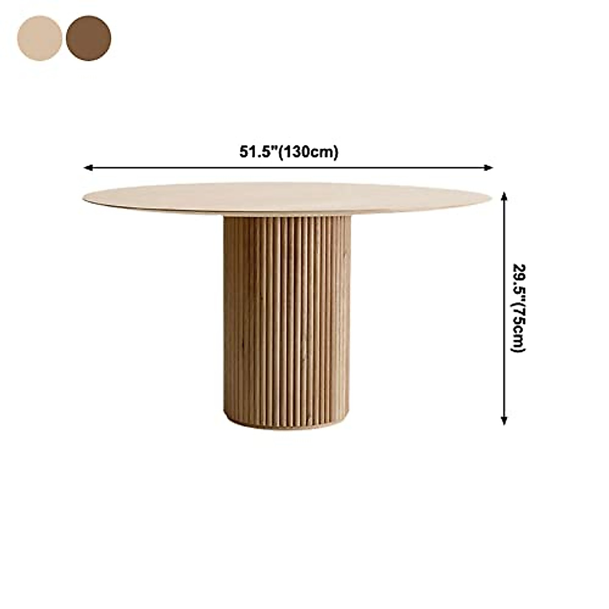 LITFAD Round Pedestal Modern Dining Table Wood Color Fixed Table of Solid Wood Simplicity Style Dining Room Home Furniture Kitchen Table - Natural 51.2" L x 51.2" W x 29.5" H
