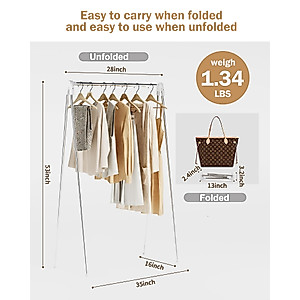 URZCT Travel Garment Rack,Portable and Foldable，Folding Clothes Rack for Dance,Travel,Camping, Drying,RV, Indoor,Outdoor.A Collapsible Mini Clothing Rack.