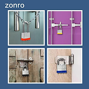 ZonRo Locks Laminated Steel Keyed Padlocks Keyed Alike Locks, Long Shackle Padlocks, for Hasp Latch, Sheds, Fences, Storage Locker, School, Gym，Pack of 6