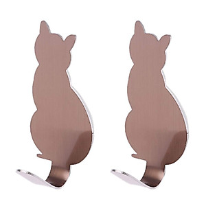 ZHIZHOU Hanger Hooks 2 Pieces Cat Tail Shaped Decorative Stainless Steel Wall Door Clothes Coat Key Hanger Hook Rack Gray
