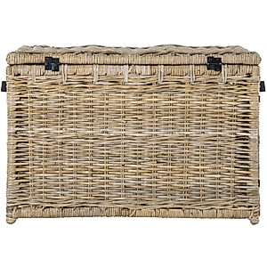 happimess HPM9004B Michael 35" Wicker Storage Trunk, Collapsible for flat storage, Rattan-Kubusoft Gray, Coastal for Office, Dorm Room-LivingRoom, Bedroom, Dining Room, Natural
