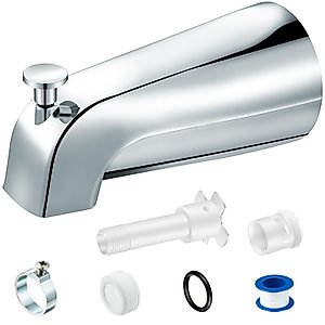 Enhon Tub Spout with Diverter, Universal Fits 1/2'' Copper Pipe, 1/2'' IPS and 3/4'' IPS, Bathroom Bathtub Tub Faucet Replacement with Adapters (Chrome)