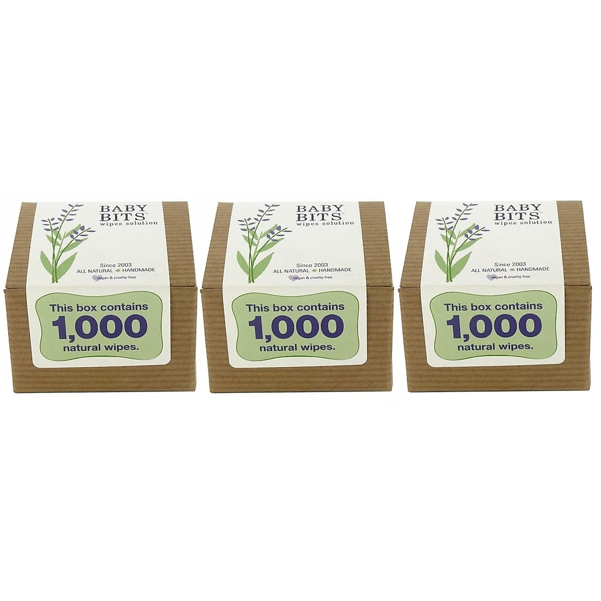 Baby Bits Wipes Solution - Makes 1,000 Natural Wipes & Made in the USA! (3 Pack)