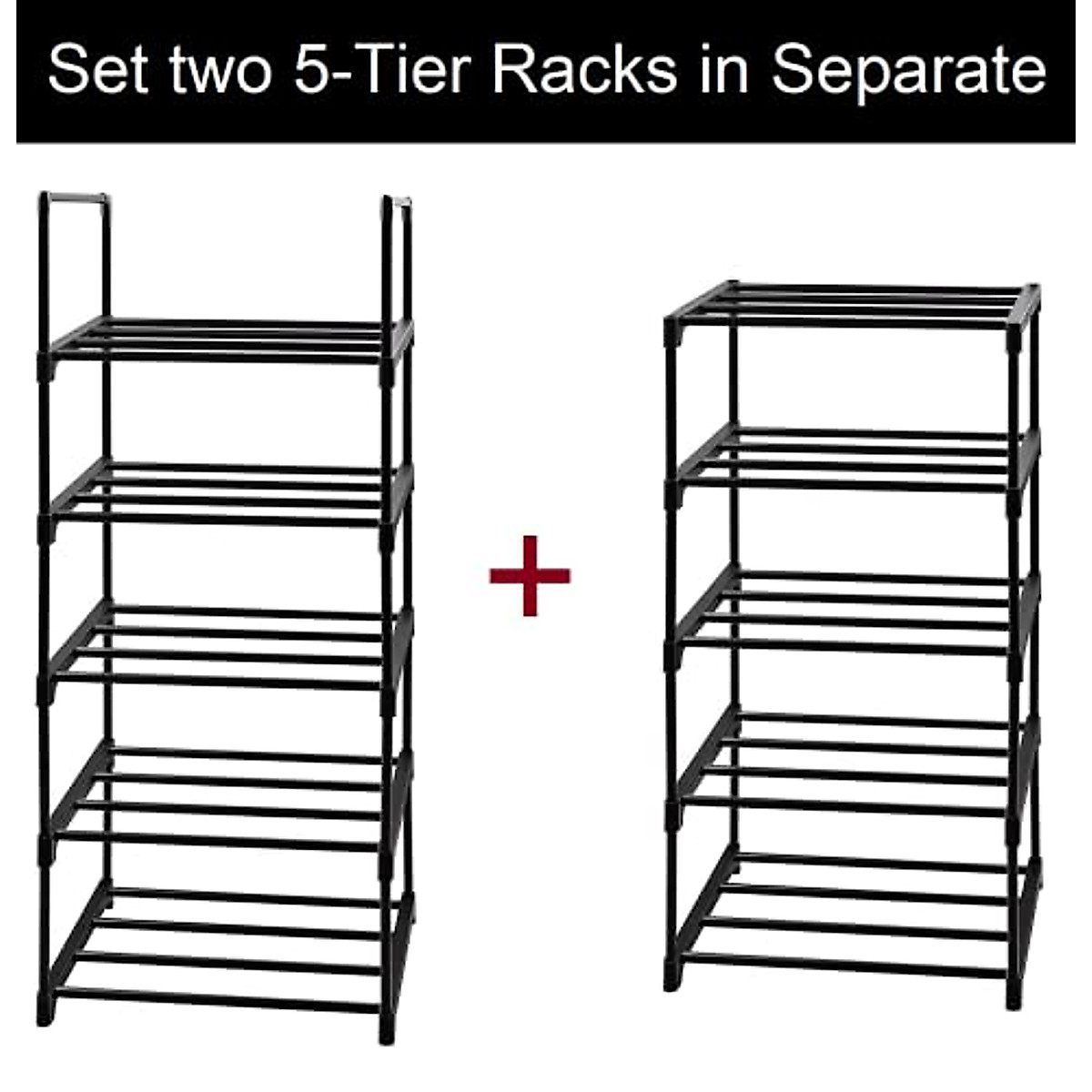Easyhouse 10 Tier Metal Sturdy Shoe Rack, Narrow Tall Shelf Organizer for Entryway, Closet, Bedroom