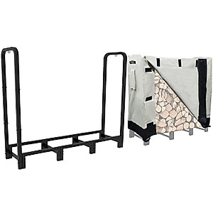 Artibear Firewood Rack Stand 4ft With Log Holder Cover For Outdoor Indoor Fireplace Wood Pile Storage Stacker Organzier