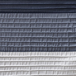 Madison Park Amherst Bathroom Shower Curtain Faux Silk Pieced Striped Modern Microfiber Bath Curtains, 72x72 Inches, Navy