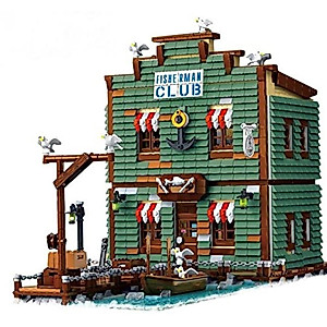 General Jim's Realistic Detailed Harbortown Fishing Club Shop Classical Architectural Styled City Modular Building Blocks Toy Bricks Building Model Set for Adults and Teens
