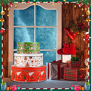 XEZEOS Christmas Storage Containers 3 Pack Christmas Cookie Tins with Lids Gingerbread Man Cookie Storage Containers Airtight Round Cookie Jars for Gift Giving Holiday Treats Baking Cake Container