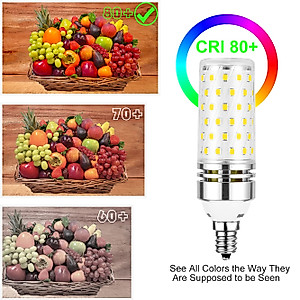 E12 LED bulb,16W candelabra LED light bulb,daylight white 6000K,100 Watt equivalent incandescent light bulbs,ceiling fan light bulbs,LED chandelier bulbs,1500lm LED bulbs,Non-dimmable E12 bulb,4 Pack