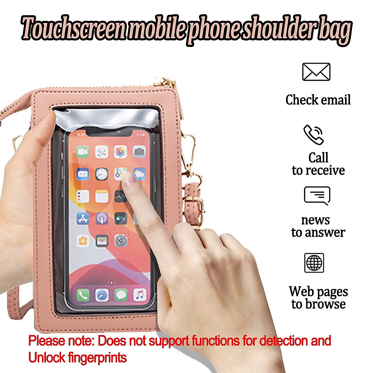 Touchscreen Phone Crossbody Bag for Women Cell Phone Purse Wallet Crossbody with Credit Card Slots for iPhone 13/13Pro etc. (Black)