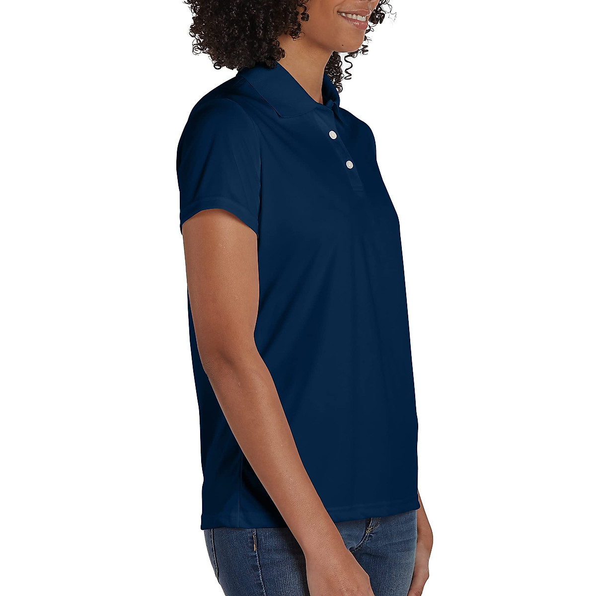 Hanes womens Sport Cool Dri Performance Polo Shirt, Navy, Medium US