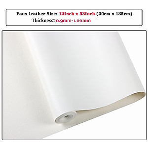 Ramya Smooth Solid Color White Faux Leather Sheets 1Rolls 12"x 53" (30cm x 135cm),Faux Leather is Great for Handmade DIY Craft Projects, Bows,Leather Earrings (White)