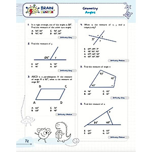 Math Practice Workbook Grades 6-8: 1000+ Questions You Need to Kill in Middle School by Brain Hunter Prep (Arithmetic, Algebra, Geometry, Measurement, ... more in Kill It Series by Brain Hunter Prep)