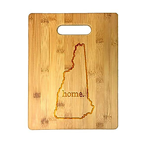 Home State New Hampshire Outline USA United States Laser Engraved Bamboo Cutting Board - Wedding, Housewarming, Anniversary, Birthday, Father's Day, Gift (New Hampshire)