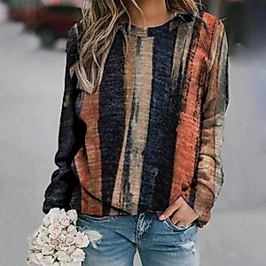 My Orders Womens Crewneck Sweatshirts Vintage Print Long Sleeve Fall Tops Casual Lightweight Workout Tunic Blouses Trendy Holiday Comfy Pullover Shirts 2023 Fashion Ruffle Clothes