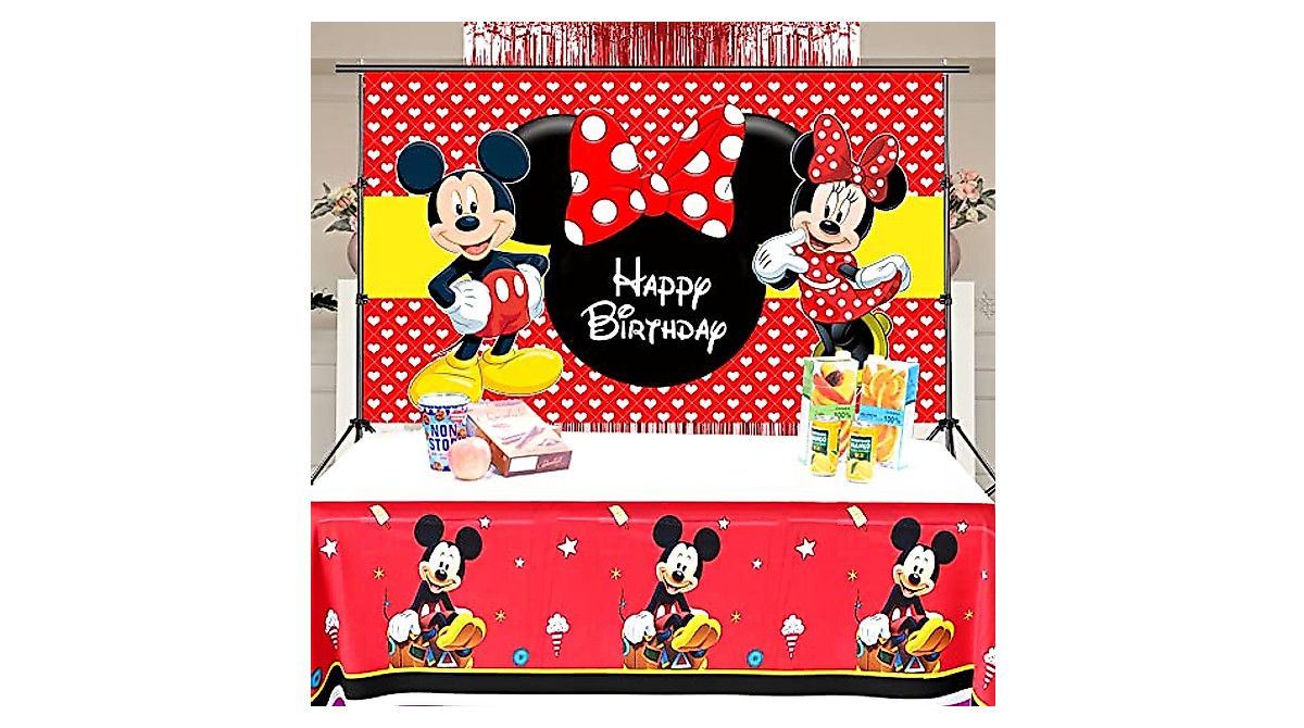 Mickey Minnie Mouse Party Supplies: Backdrop & Tablecloth