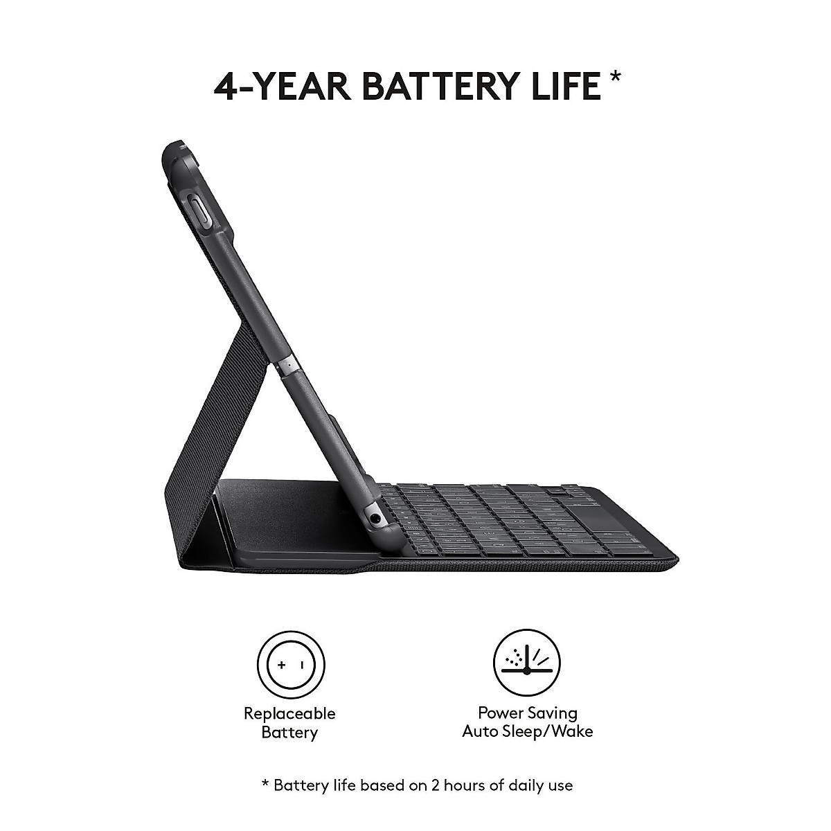 Logitech iPad Slim Folio: Case with Wireless Keyboard with Bluetooth (Black) - iPad 5th generation (2018 release)