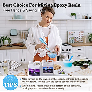 LET'S RESIN Upgraded Resin Mixer Electric, Double Mixing Effect & Speed Control Handheld Epoxy Mixer with Minimizing Bubbles, Rechargeable Resin Supplies for Resin,Liquid Silicone