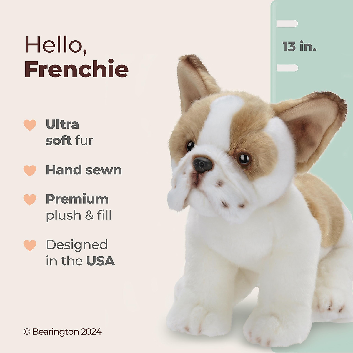 Bearington Frenchie The French Bulldog Stuffed Animal, 13 Inch Frenchie Stuffed Animal