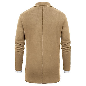 Men Cardigan Sweaters Jacket Stylish Regular Fit Notch Lapel Knit Blazer Sport Coat Business Work Blazer Camel XL