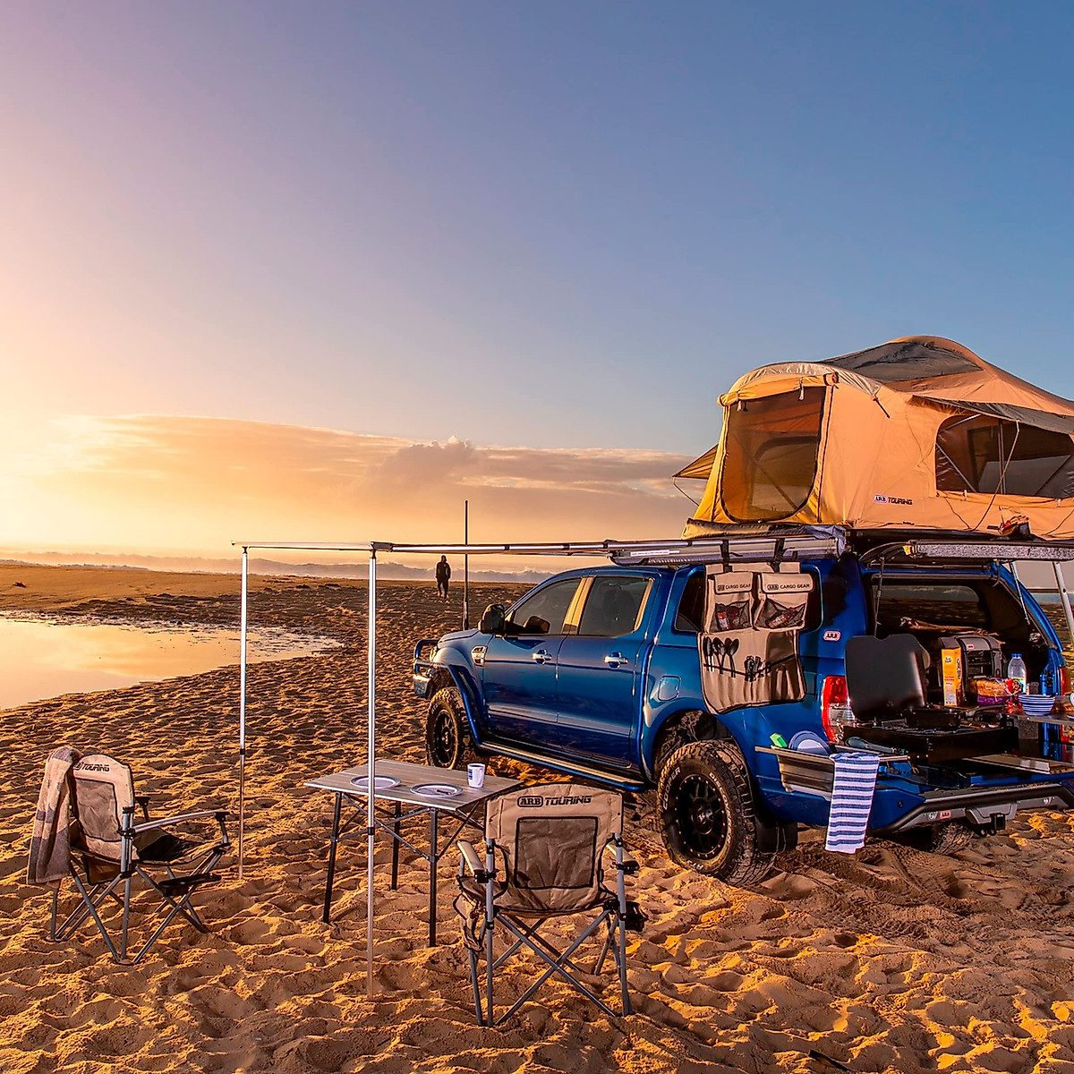 ARB 4x4 Accessories 814410 Rooftop Retractable Awning with Led Light Strip Included 2500x2500mm 8.2 Feet, Ideal for Camping, Roadtrips, Outdoor Trips, Travel, Teardrop, RV, Camper, 4x4 and SUV