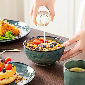 vancasso Starry 16 Pieces Green Dinnerware Set, Reactive Change Glaze Dinner Set, Plates and Bowls Set