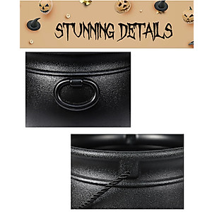 GIFTEXPRESS 12" Black Halloween Cauldron - Large Plastic Witch Kettle For Candy, Treats & Punch Bowl - St. Patrick's Day Pot of Gold Party Bucket Decor