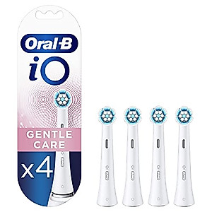 Oral-B iO Gentle Care Electric Toothbrush Head, Twisted & Angled Bristles for Deeper Plaque Removal, Pack of 4, Suitable for Mailbox, White