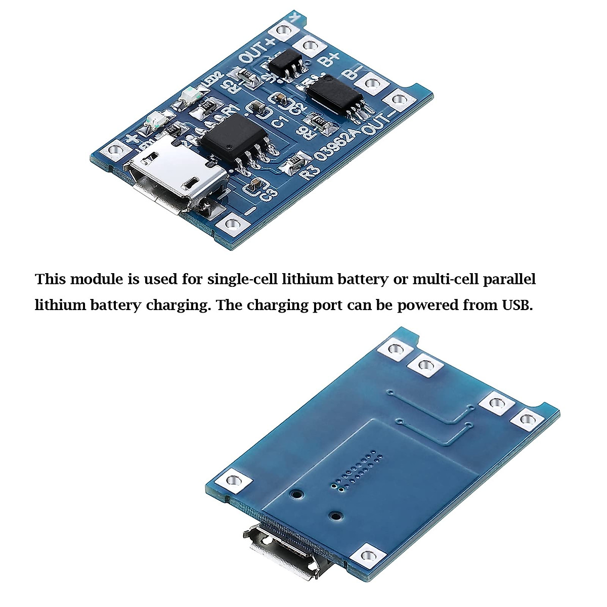 Mudder 20 Pieces Charging Module Battery Charging Board with Battery Protection BMS 5V Micro USB 1A 186 50 Charge Module