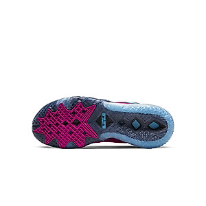 Nike Men's Lebron XVIII Low Neon Light Fireberry/Blk-Lt Blue Fury (CV7562 600) - 9.5