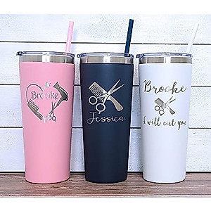 Personalized Hairdresser Laser Engraved 22 oz Tumbler with Straw, Hairdresser, Barber, Beauty Salon, Gift, Hair Salon, Hair Stylists