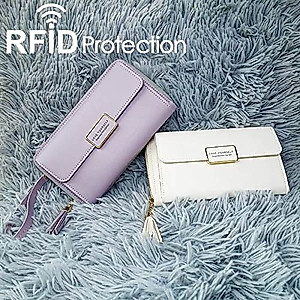 MODENCOOK Anti RFID Theft Large Capacity Crossbody Cell Phone Bag,Leather Wallet,Women Fashion Bag for 6.5 in Phone (Green)