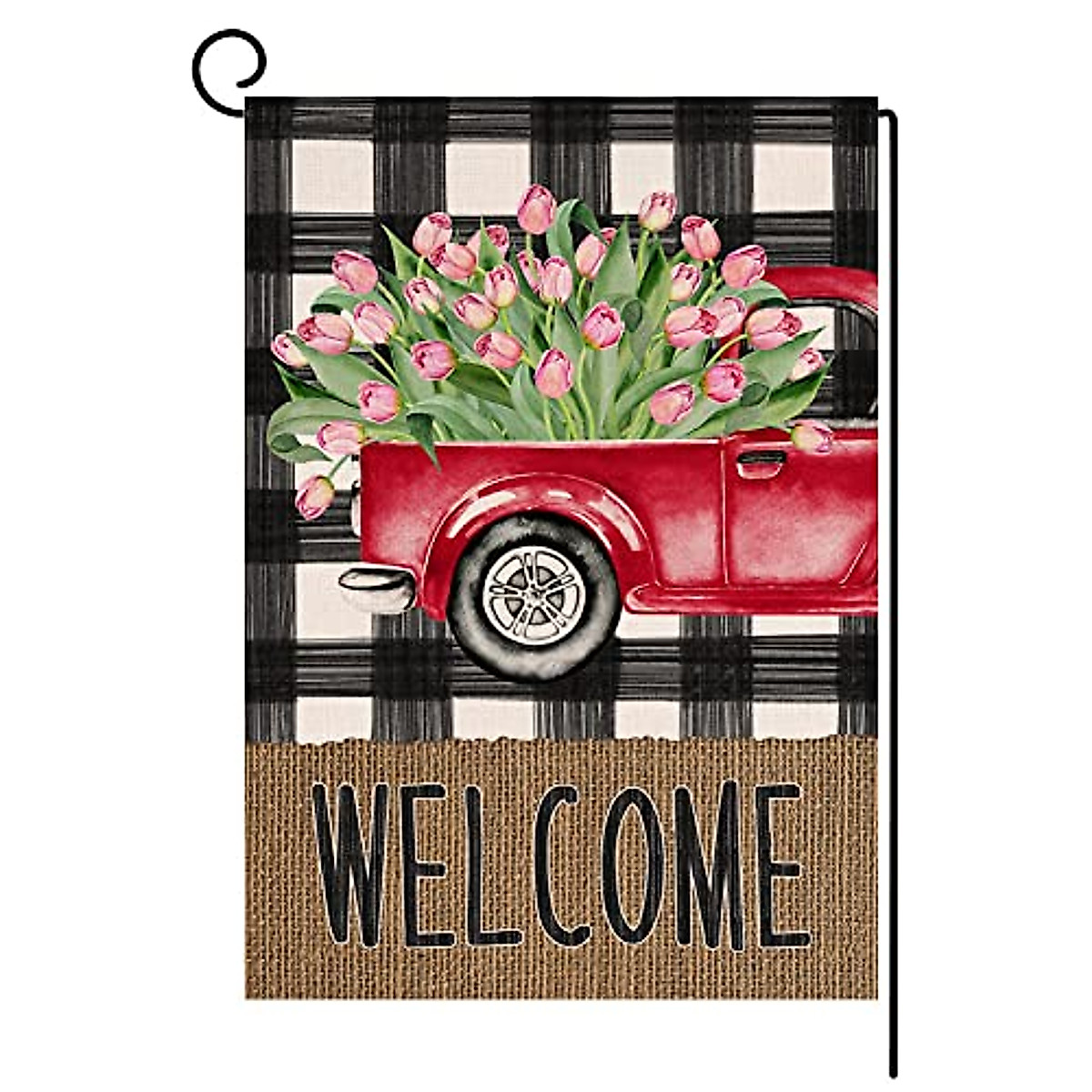 Spring Garden Flag 12x18 Vertical Double Sided Burlap Easter Tulip Farmhouse Yard Outdoor Decoration 12 x 18 Inches