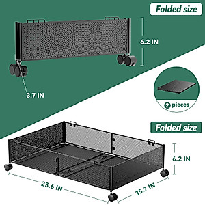 TUMUCUTE Under Bed Storage, Underbed Storage Containers with Wheels, Metal Under the bed storage, Under Bed Storage Organizer for Shoe, Clothes, Blankets, Bedding(2 Pack)