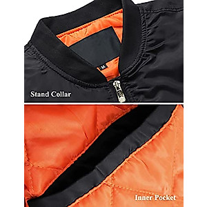 EKLENTSON Bomber Jacket Men Lightweight Casual Jacket Men Cotton Stand Collar Windbreaker Men Jacket for Men Winter