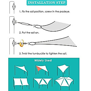 42Pcs Shade Sail Hardware Kit - 6 inch Heavy Duty Anti-Rust for Outdoor Triangle Rectangle Sun Shade Sail Installation, 304 Stainless Steel Awning Mounting Accessories for Patio Lawn and Garden